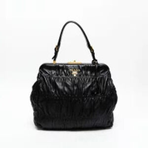 Prada | Bags | Prada Gaufre Gathered Leather Handbag Black | Poshmark